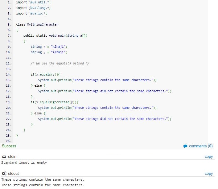 Comparing Strings If They Are The Same In Java Sourcecodester